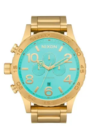 Nixon 51-30 Chronograph Bracelet Watch - Gold/turquoise/gold