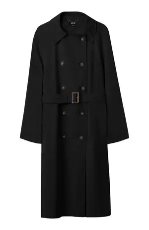 SAINT + SOFIA Marion Double-breasted Trench Coat - Black