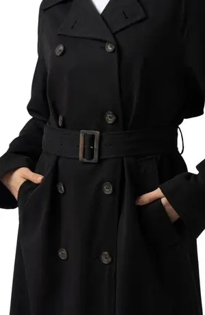SAINT + SOFIA Marion Double-breasted Trench Coat - Black