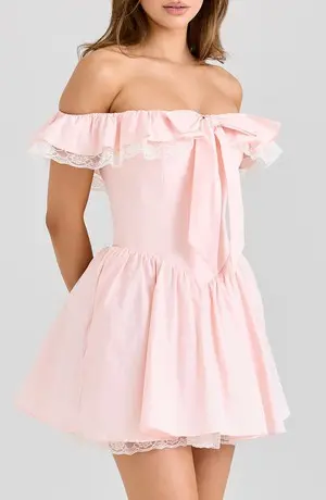 House Of Cb Jaide Off-the-shoulder Mini Dress - Pink