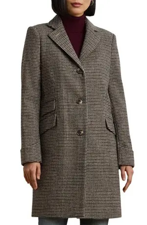 Ralph Lauren Wool-blend Reefer Coat - Merlot Houndstooth