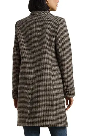 Ralph Lauren Wool-blend Reefer Coat - Merlot Houndstooth