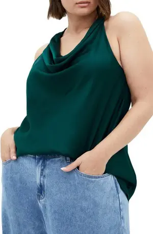 City Chic Cowl Neck Satin Top