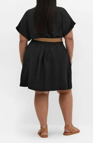 City Chic Jade Belted Shirtdress - Black