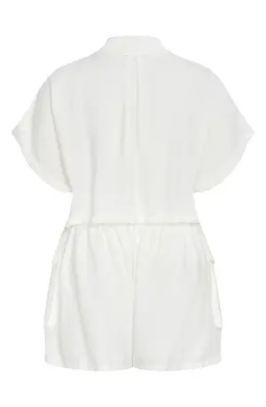 City Chic Jade Short Sleeve Playsuit - Ivory