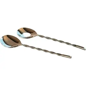 MESO GOODS Ankara Twisted Salad Servers - Silver