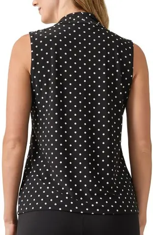 KASPER Polka Dot Knot Front Sleeveless Top