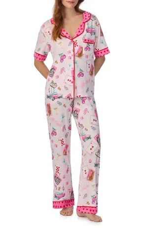 ROOM SERVICE Print Pajamas - Pink/novel