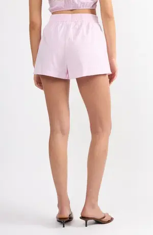 VIENS AVEC MOI Everyday Stripe Cotton Shorts - Pink Stripe