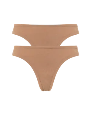 NUDEA The Organic Cotton Dipped Thong 2 Pack - Mocha