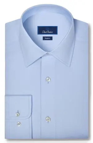 David Donahue Regular Fit Super Fine Twill Dress Shirt Sky