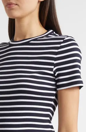 Veronica Beard Pruitt Stripe Stretch Cotton T-shirt - Navy White