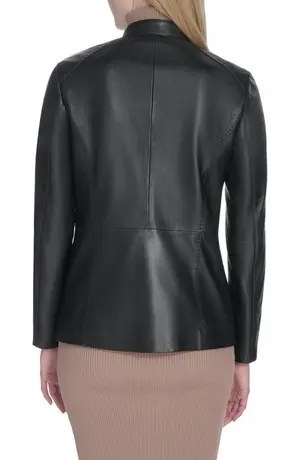 Cole Haan Leather Biker Jacket - Black