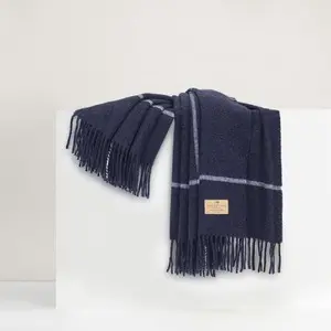 LANDS DOWNUNDER Window Cashmere Throw Navy