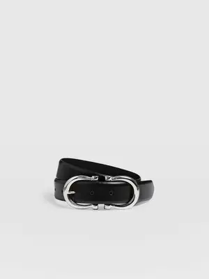 SAINT + SOFIA Chelsea Belt With Horseshoe Buckle - Black/silver
