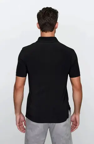 24SEVENMEN Wrinkle Resistant 3 Button Polo Shirt - Black