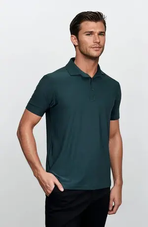 24SEVENMEN Wrinkle Resistant 3 Button Polo Shirt - Hunter