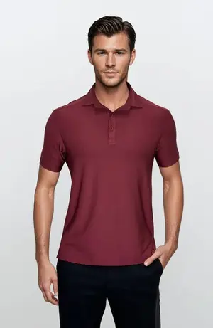 24SEVENMEN Wrinkle Resistant 3 Button Polo Shirt - Wine