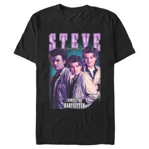 STRANGER THINGS Netflix Steve Harrington Collage Short Sleeve Graphic T-shirt