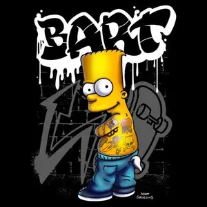 THE SIMPSONS Bart Tattoo Brick Paint Graphic T-shirt