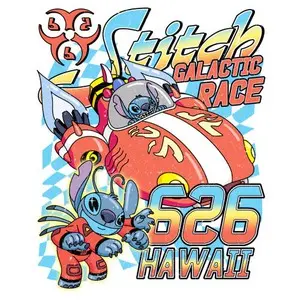 LILO & STITCH Retro Galactic Race Poster Graphic T-shirt