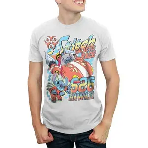LILO & STITCH Retro Galactic Race Poster Short Sleeve Graphic T-shirt - White