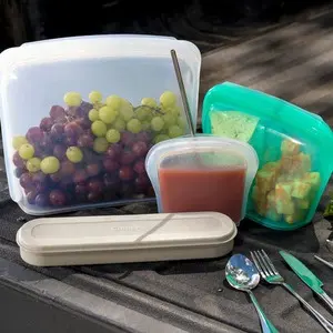 CUISIPRO Pack-it Silicone Reusable Stand Up Storage Bag W/divider