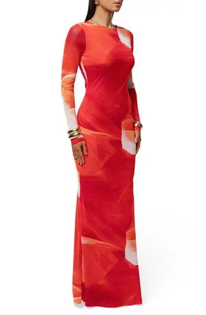 JLUXLABEL Palms & Sand Long Sleeve Maxi Dress