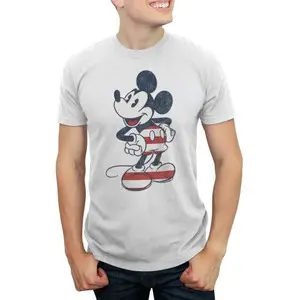 MICKEY & FRIENDS Red Striped Mickey Graphic T-shirt