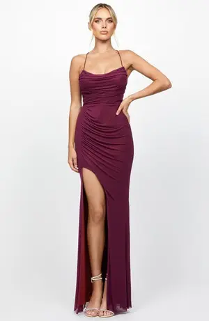 BARIANO Fenella Strappy Back Maxi Gown - Wine