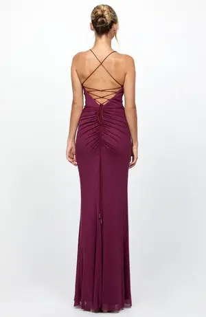 BARIANO Fenella Strappy Back Maxi Gown - Wine