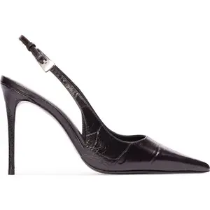 BLACK SUEDE STUDIO Branca 100 Slingback Pump - Black Croc Leather