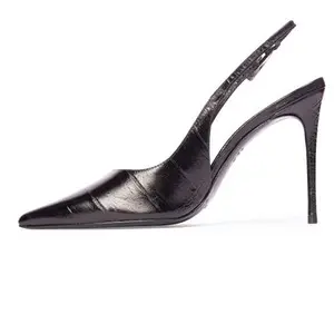 BLACK SUEDE STUDIO Branca 100 Slingback Pump - Black Croc Leather