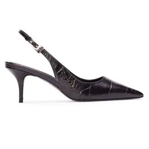 Black Suede Studio Printed Pumps