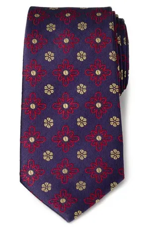 CUFFLINKS, INC. Floral Embroidered Silk Tie - Purple