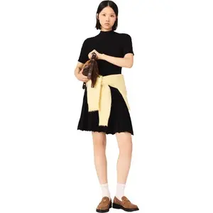 Maje Mini Ribbed Knit Dress - Black