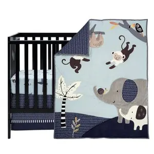 LAMBS & IVY Jungle Party 3-piece Crib Bedding Set - Blue
