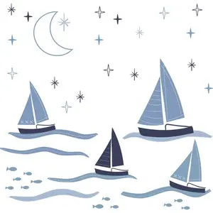 LAMBS & IVY Little Skipper Nautical Sailboat Wall Decals By - Blue