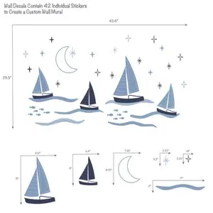 LAMBS & IVY Little Skipper Nautical Sailboat Wall Decals By