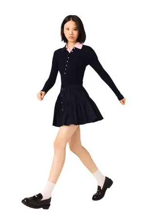 Maje Mini Elasticated Waist Skirt - Navy