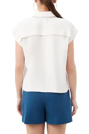 Trina Turk Cheri Cap-sleeve Pleated Top - Sancerre