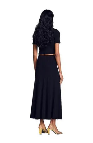 Sandro Pointelle Knit Midi Skirt