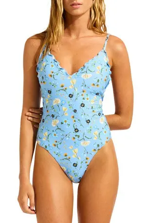 Seafolly Lettuce Edge One-piece Swimsuit - Powder Blue