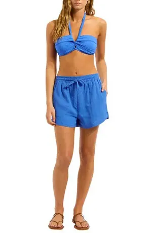 Seafolly Cotton Gauze Cover-up Shorts - Sapphire