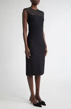 St. John Trellis Engineered Knit Sheath Dress