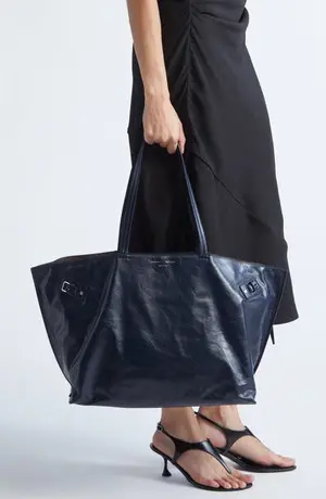 Proenza Schouler Crinkled Leather Tote - Navy