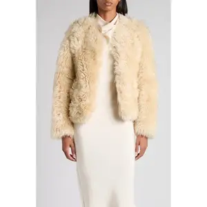TOM FORD Curly Genuine Shearling Jacket - Off White