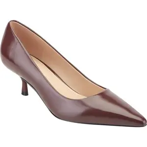 Marc Fisher Calynna Pointed Toe Kitten Heel Pumps - Deep Red