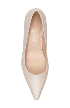 Marc Fisher Calynna Pointed Toe Kitten Heel Pumps - Light Natural