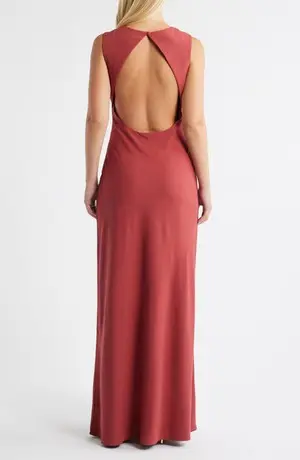 Amsale Taro Ruched Sleeveless Gown
